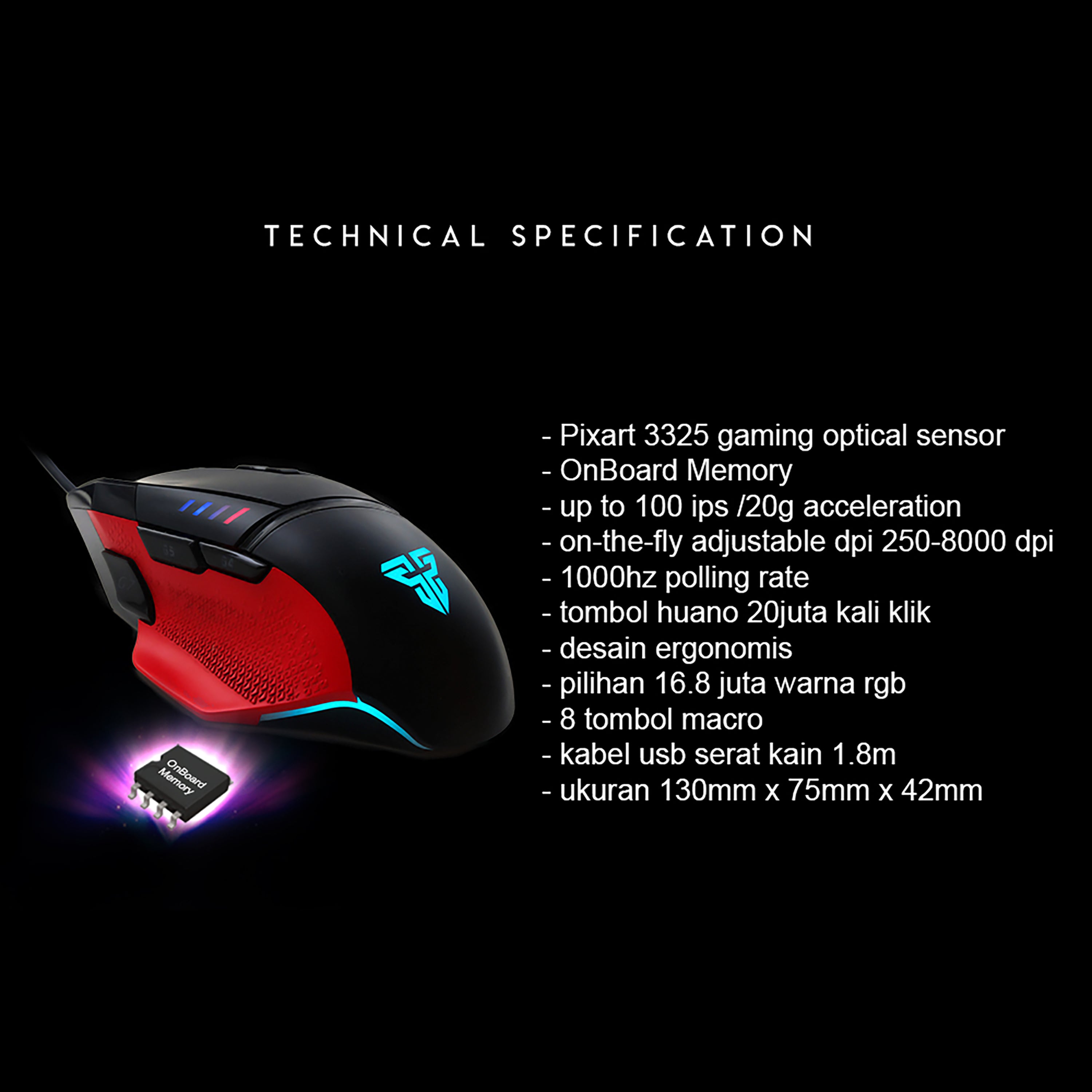 FANTECH X11 DAREDEVIL MACRO RGB RUNNING CHROMA GAMING MOUSE - OFX Office