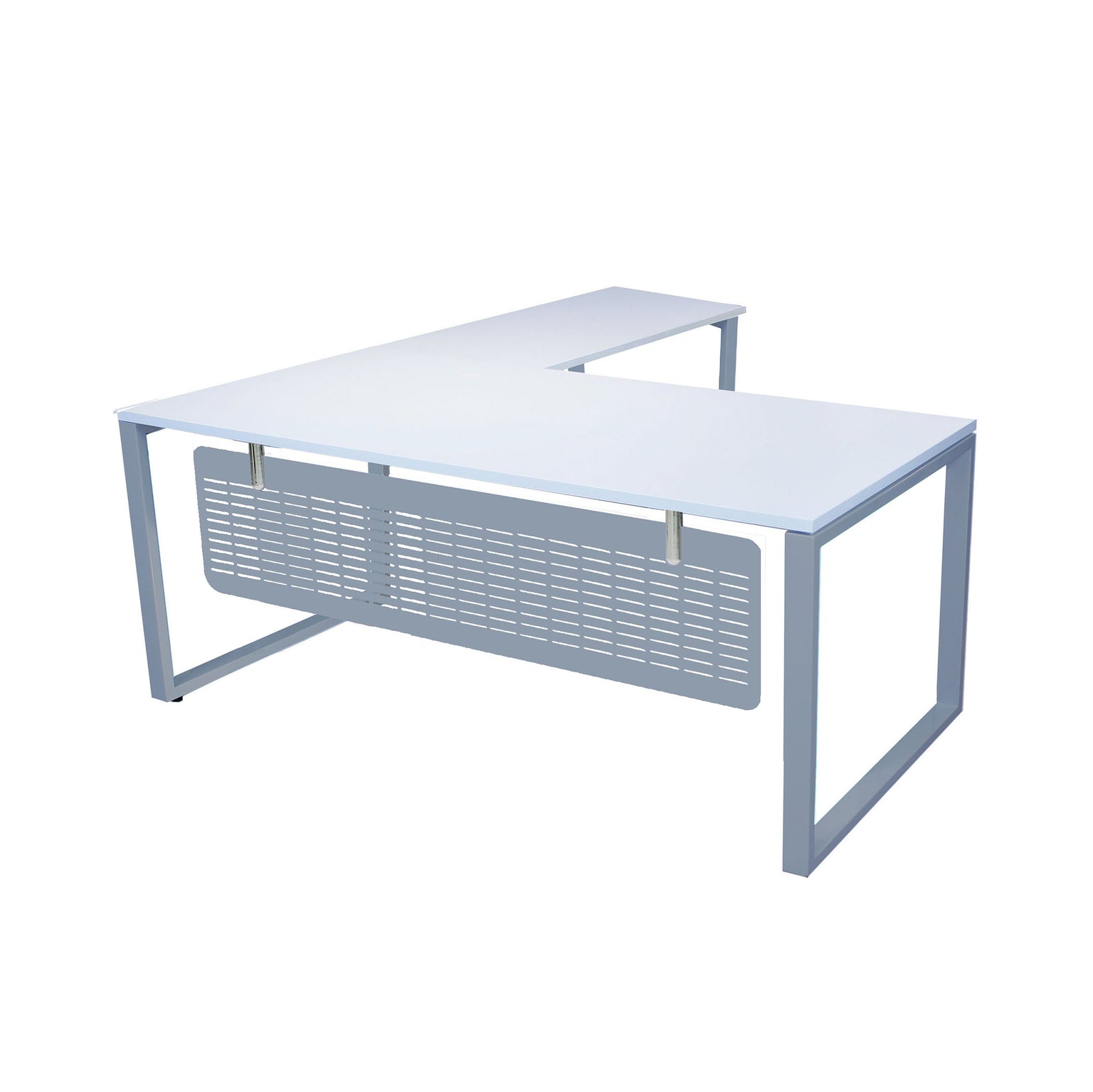 Matrix office U-shape desk workstation in white lamite. - OFX Office