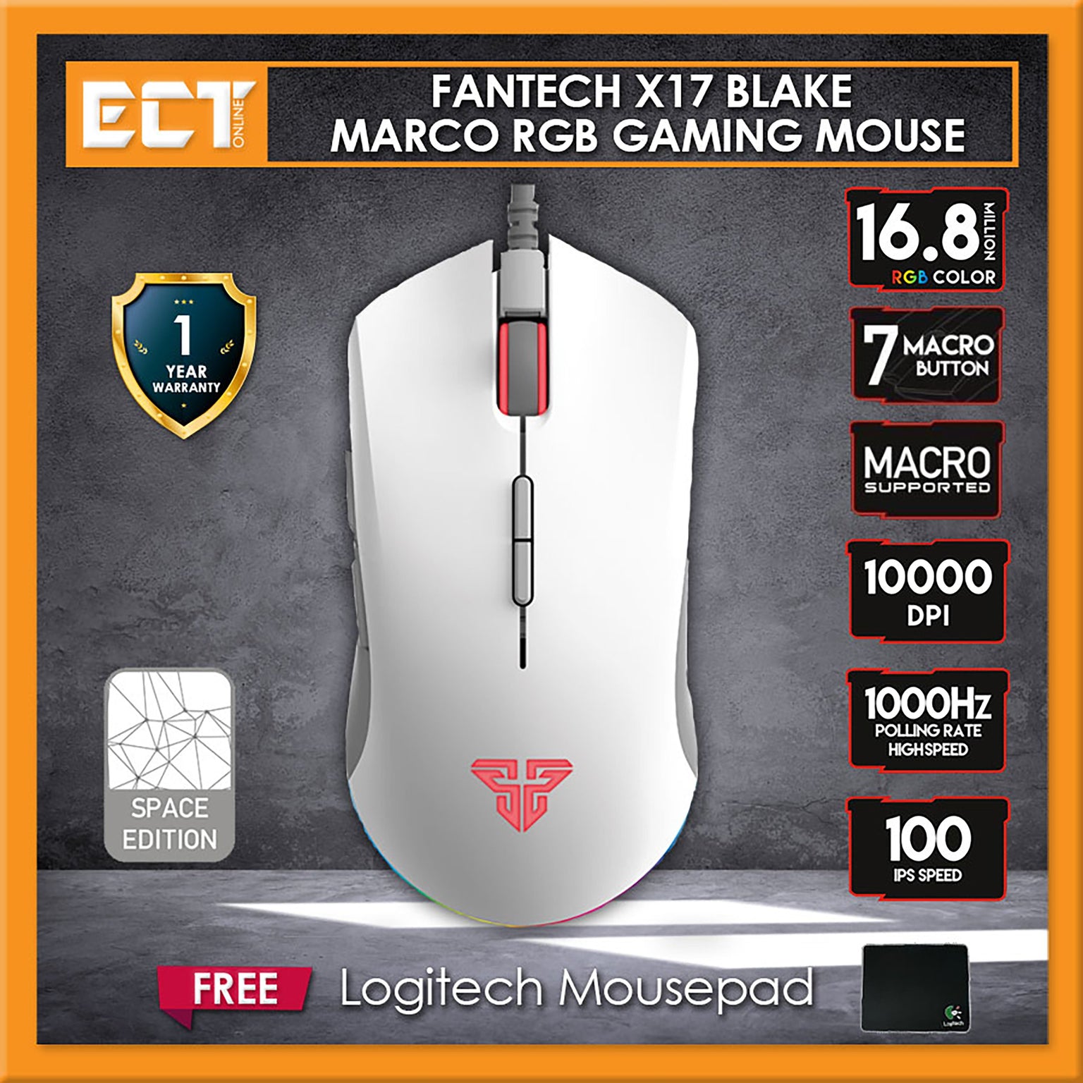 FANTECH X17 WIRED PRO-GAMING MOUSE - SPACE EDITION - OFX Office