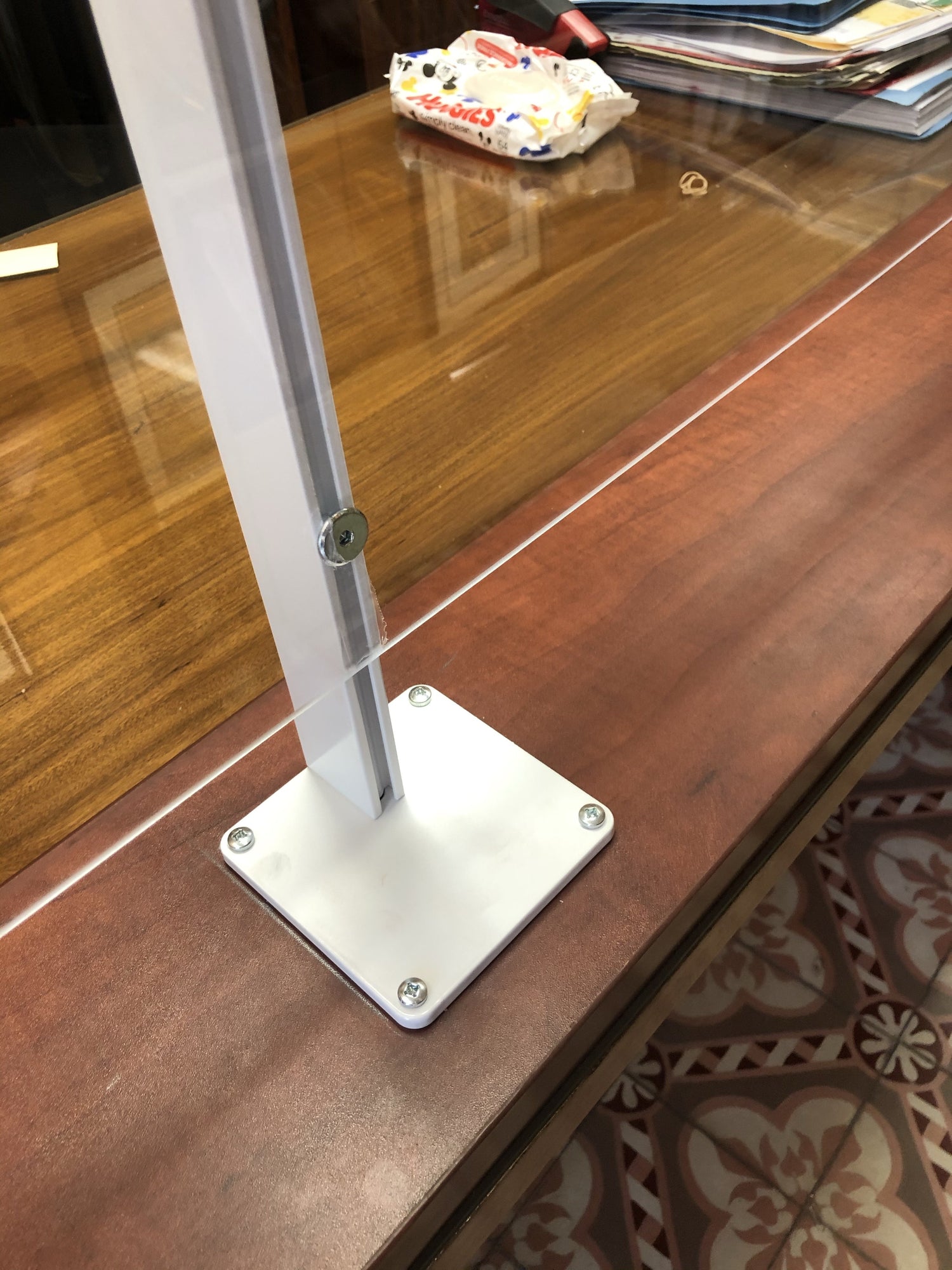 ACRYLIC SHIELD PANEL SCREEN METAL SUPPORT BARS FOR TOPS - OFX Office