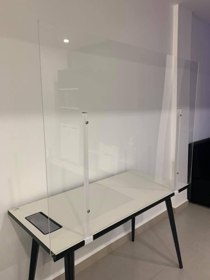 ACRYLIC SHIELD PANEL SCREEN METAL SUPPORT BARS FOR TOPS - OFX Office